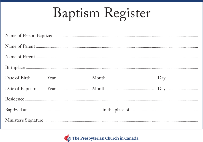 Certificates and Registers - The Presbyterian Church in Canada
